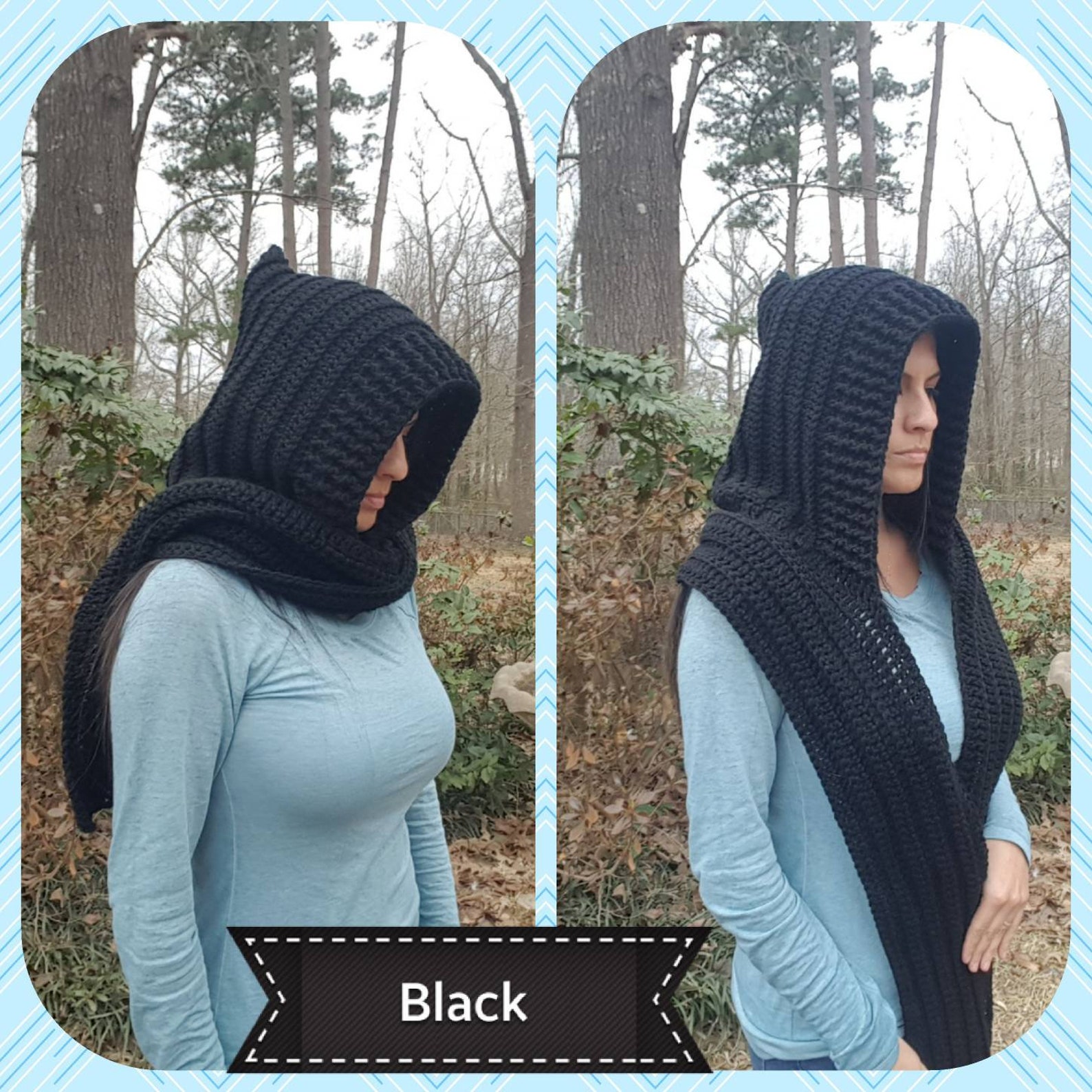 Crochet Hoody/scoodie/scood/hooded Long Scarf Pixie Hood,woodland Scarf ...