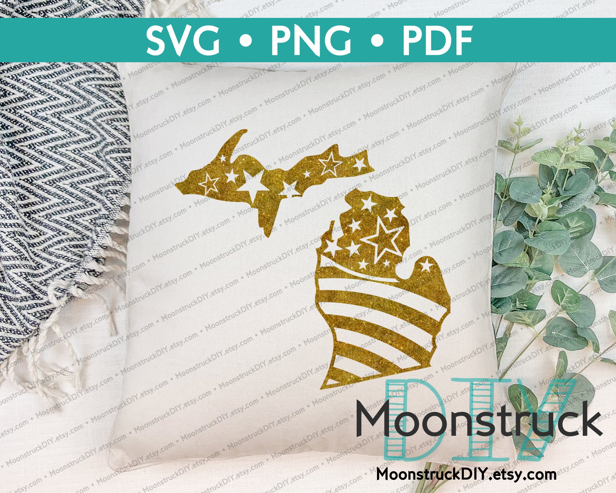 American Flag Michigan State Silhouette Patriotic SVG & PNG - Etsy