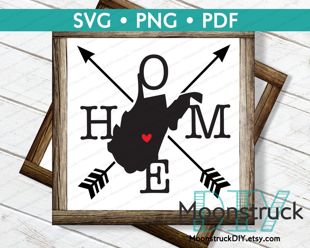 Home West Virginia State Silhouette With Arrows Svg & PNG, Home Sweet ...