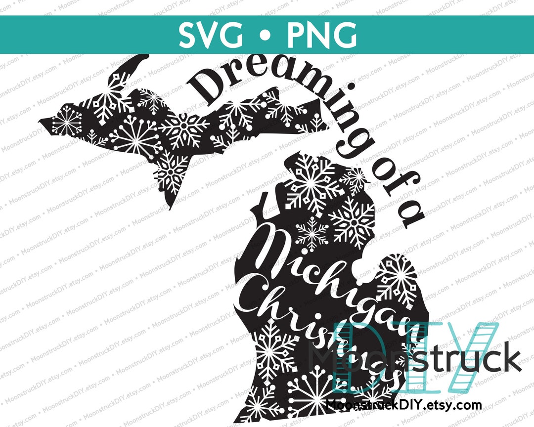 Michigan Christmas With Snowflakes SVG, Outline of States Svg, USA ...