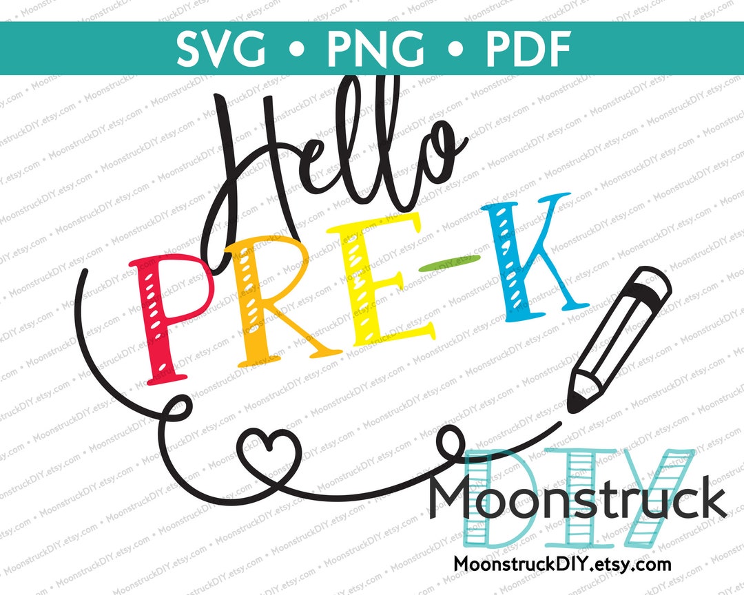 Hello of Pre-k Back to School SVG, 1st Day of School, Back to School ...