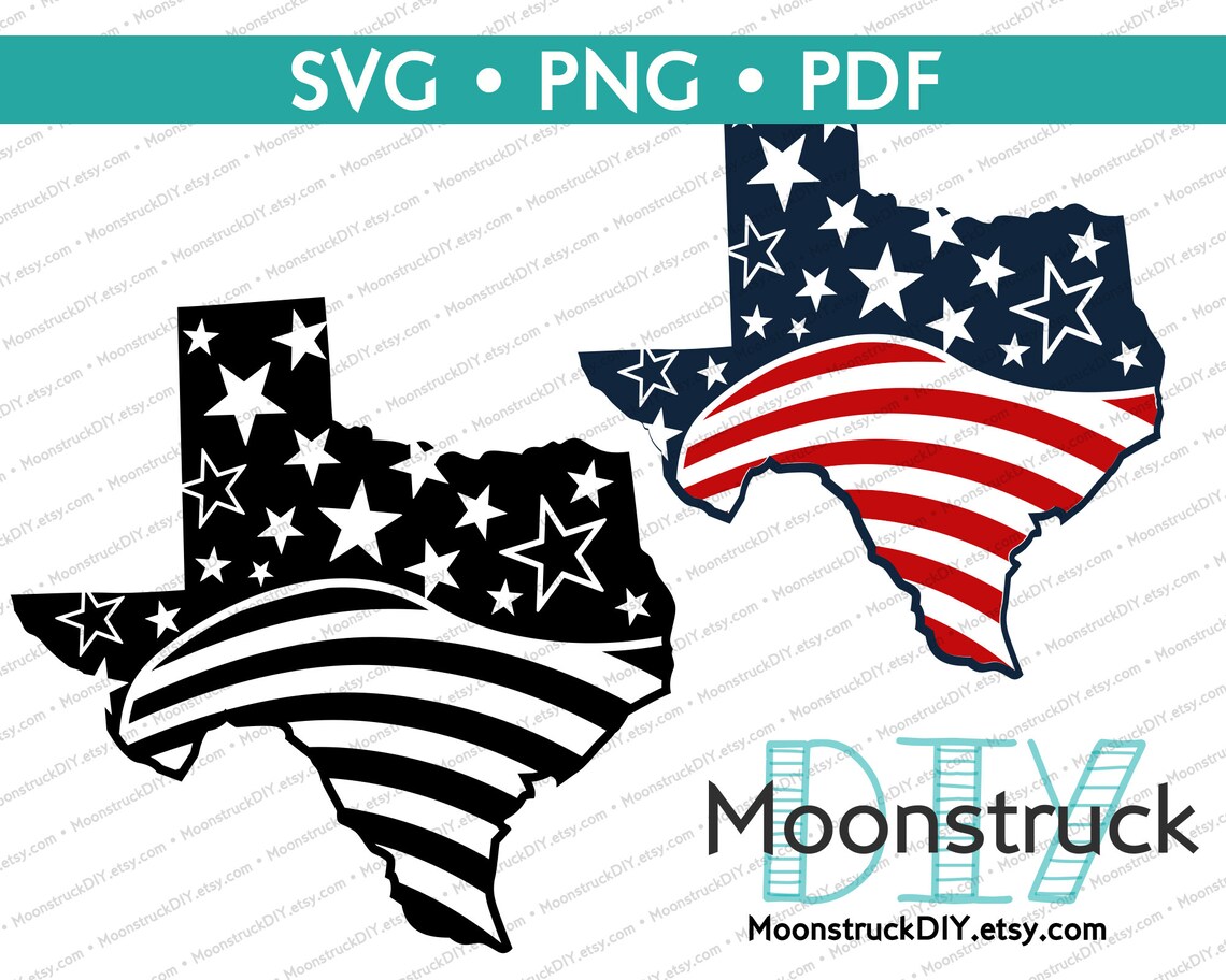 American Flag Texas State Silhouette Patriotic SVG & PNG - Etsy
