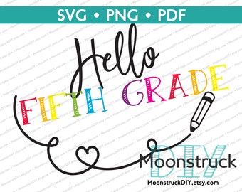 Back to School 5th Grade Svg Hello Fifth Grade School Svg - Etsy