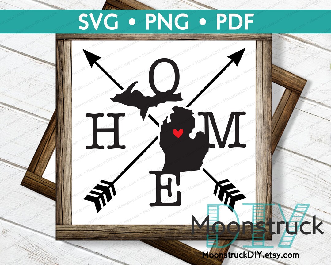 Home Michigan State Silhouette With Arrows Svg & PNG, Home Sweet Home ...
