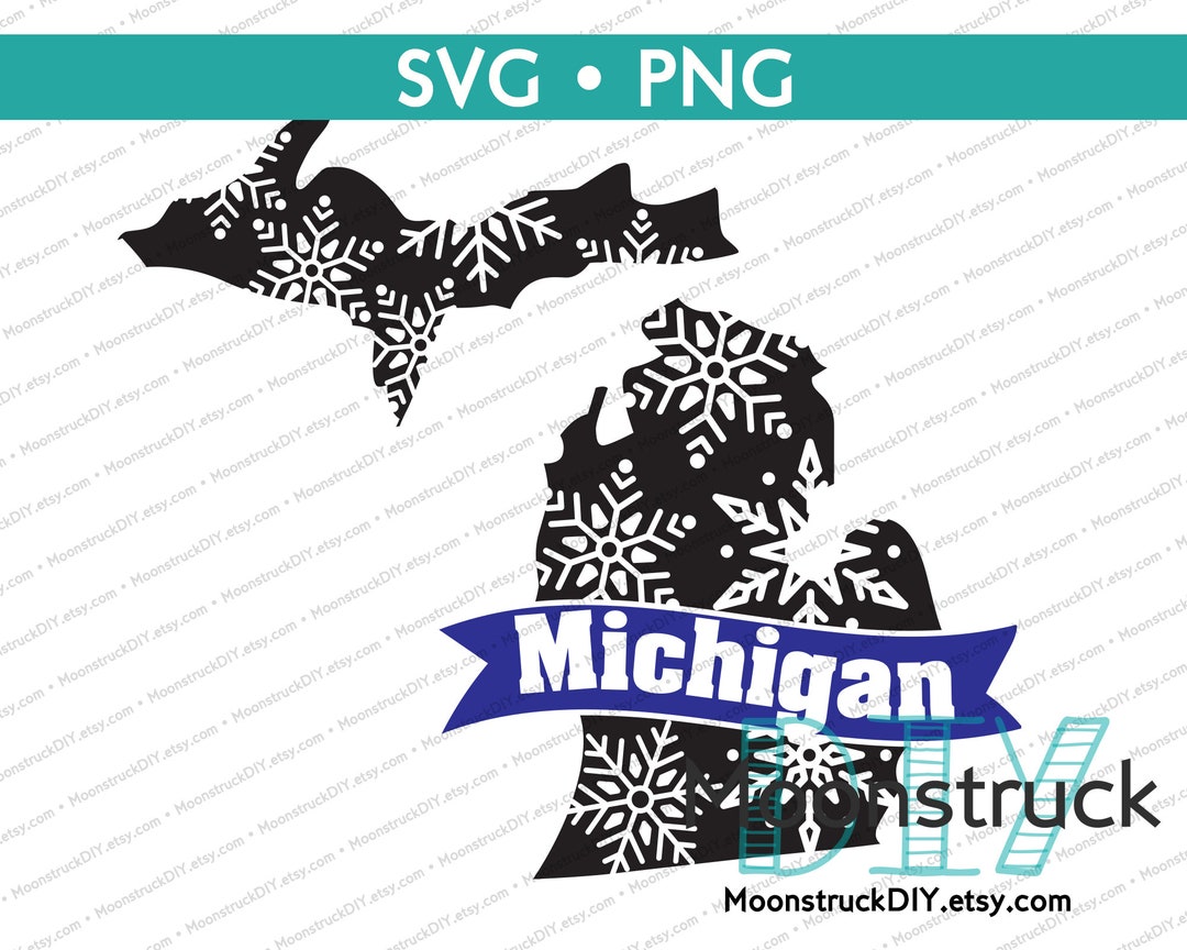 Michigan Winter Snowflakes Svg, Outline of States Svg, USA Outline Svg ...