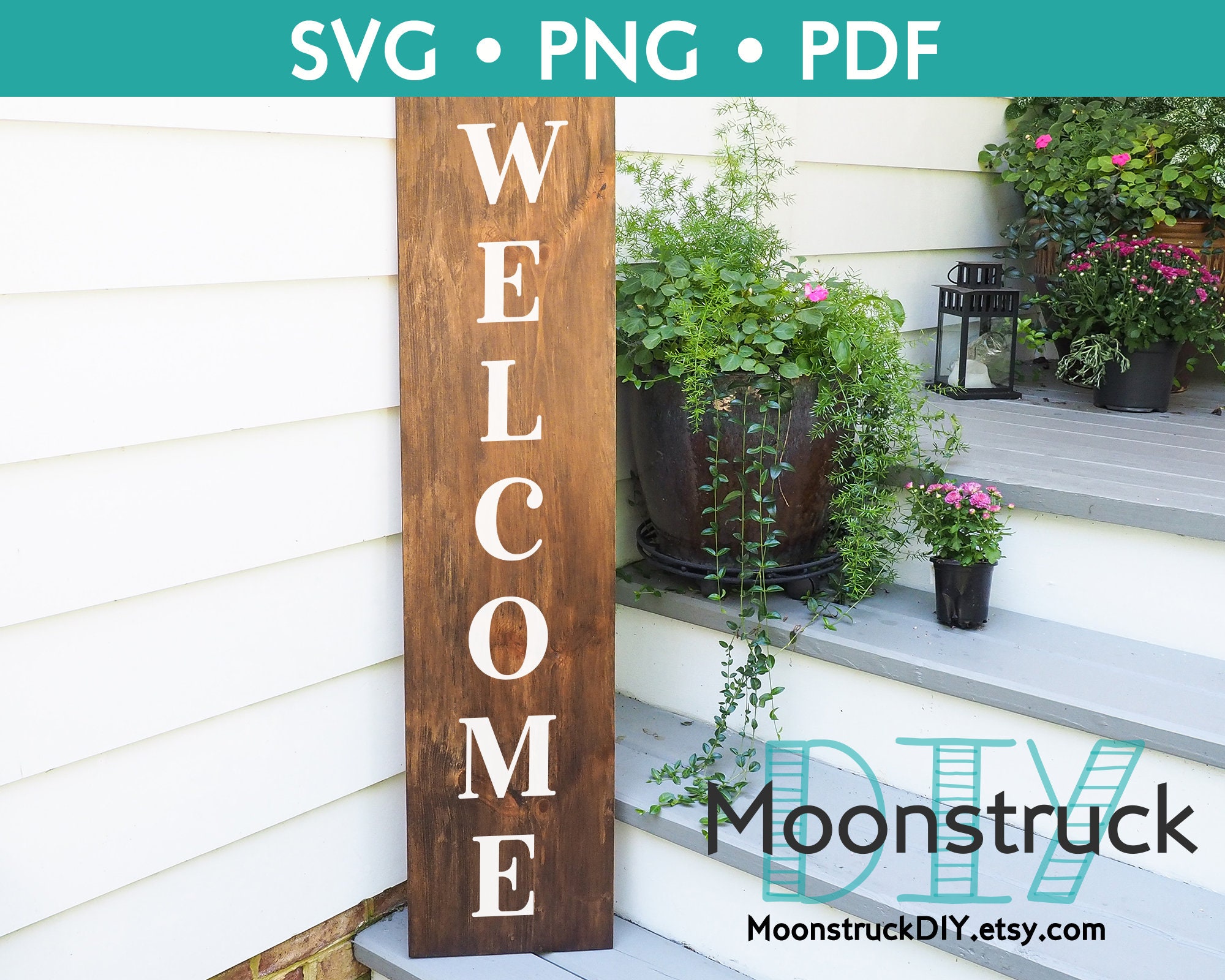 Welcome Vertical Porch Sign SVG - Etsy