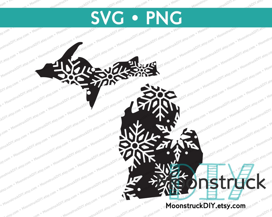 Michigan Winter Snowflakes Svg, Outline of States Svg, USA Outline Svg ...