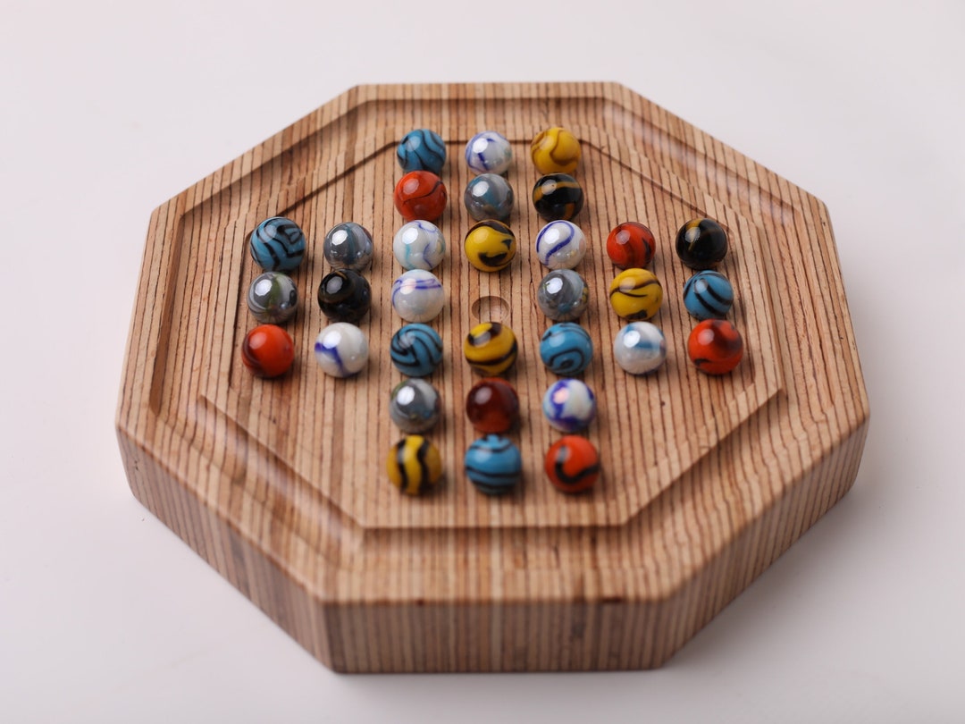 Wood Solitaire Marble Board Game Natural Wood Color - Etsy