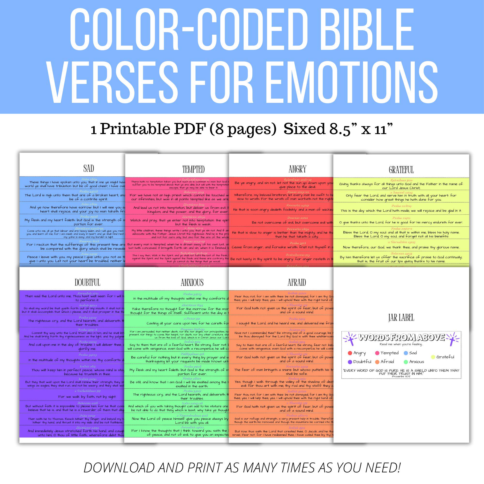Digital Bible Verse Jar Kit for Kids - Color-coded Emotions - Read Me ...