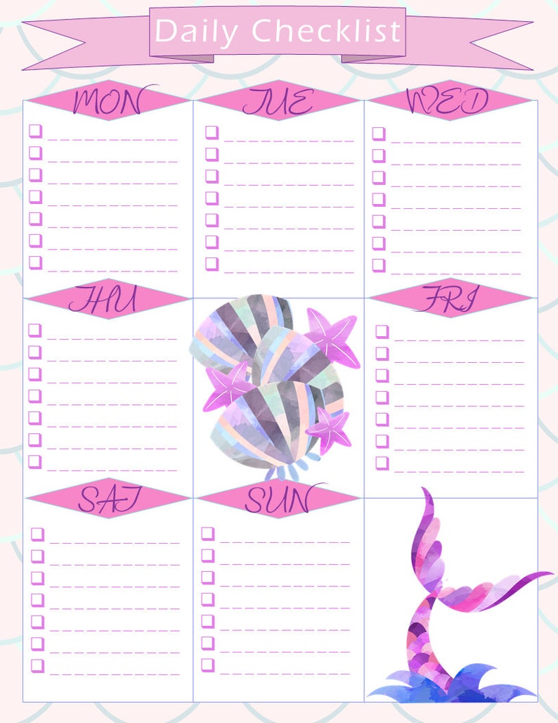 Mermaid Planner ~ Printable Planner Mermaid Themed ~ Planners for Girls ...