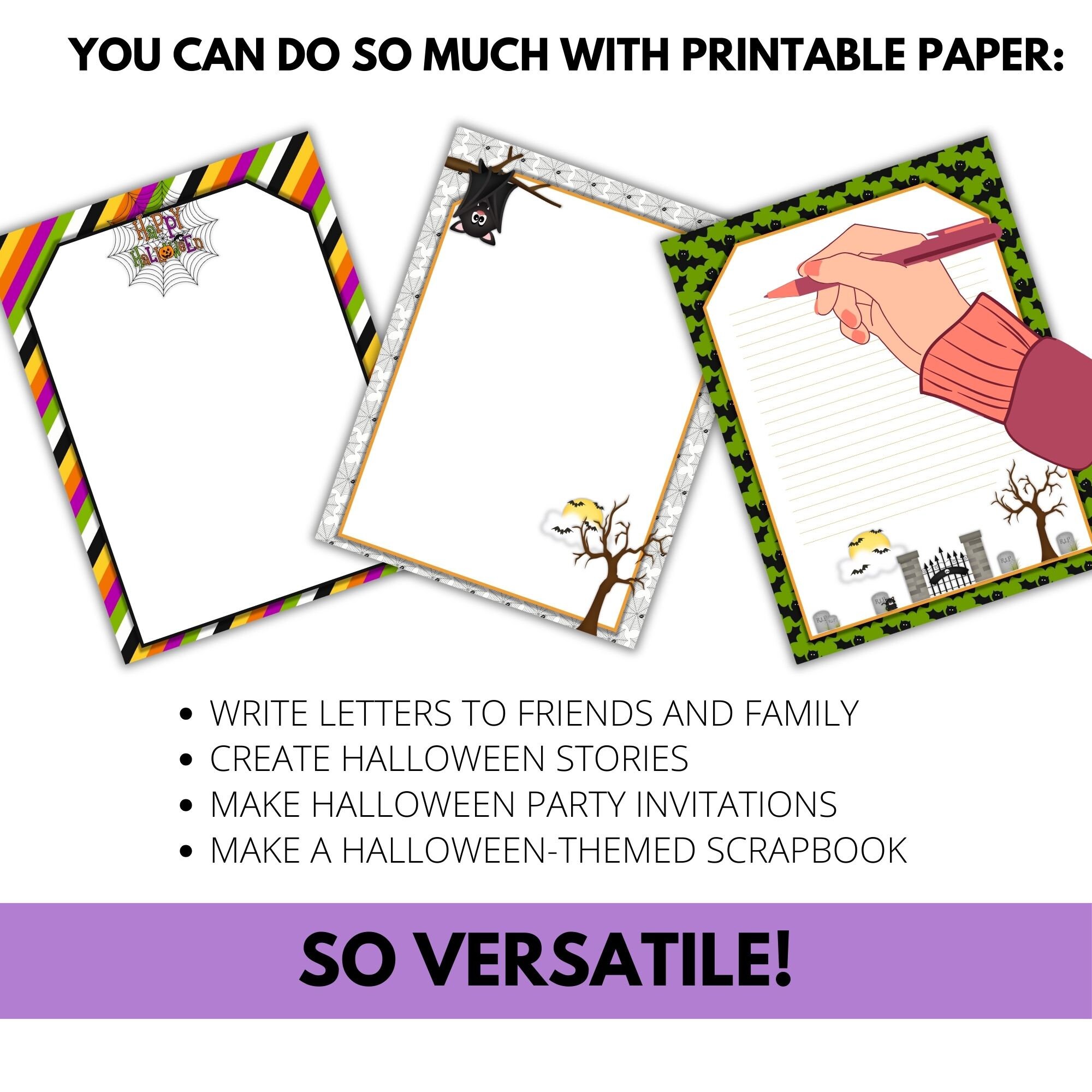 Spooky Halloween Printable Stationery Set for Letter Writing and Kids ...