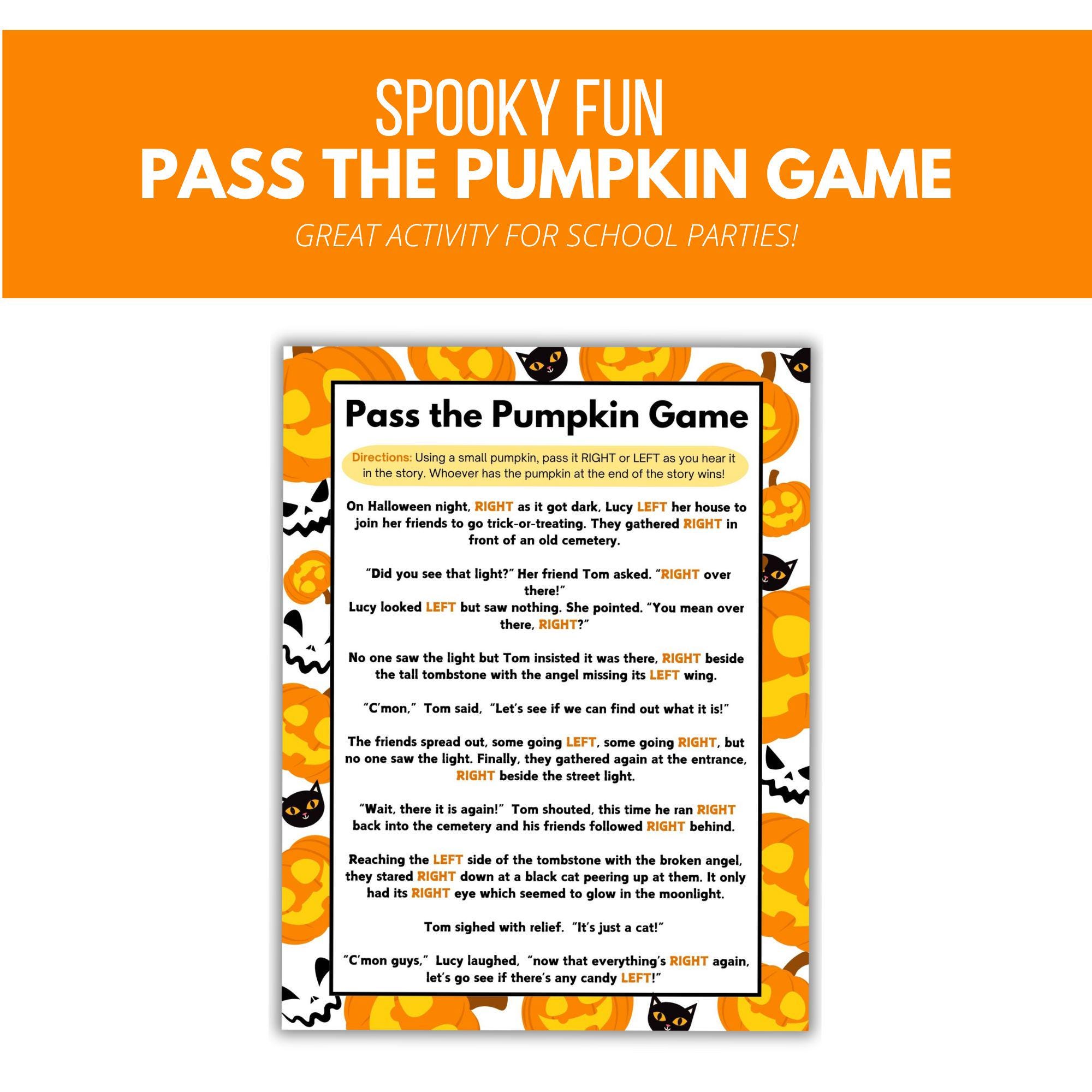 Pass the Pumpkin Game Halloween Printable, Halloween Left Right Game ...