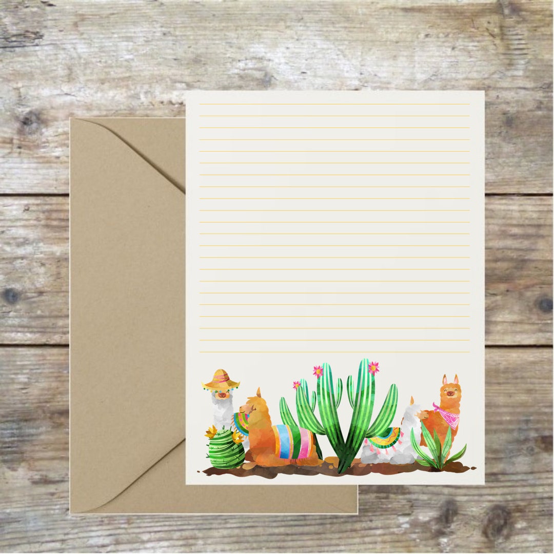 Llama Letter Writing Set/llama and Cactus/llama Llama - Etsy