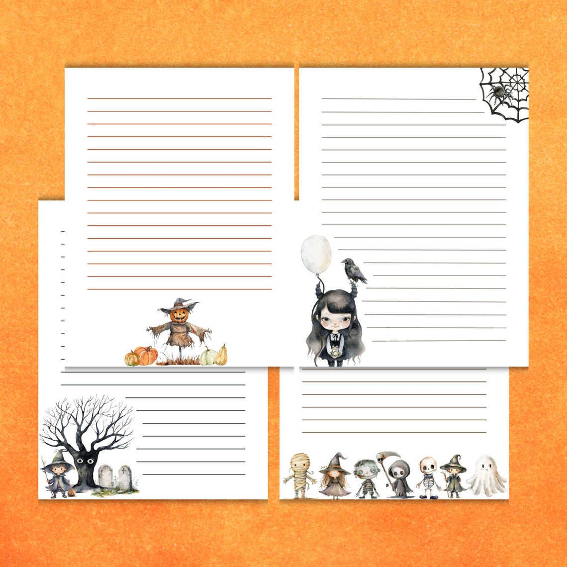 Halloween Letter Paper: Gothic Kids Stationery (digital Download) - Etsy
