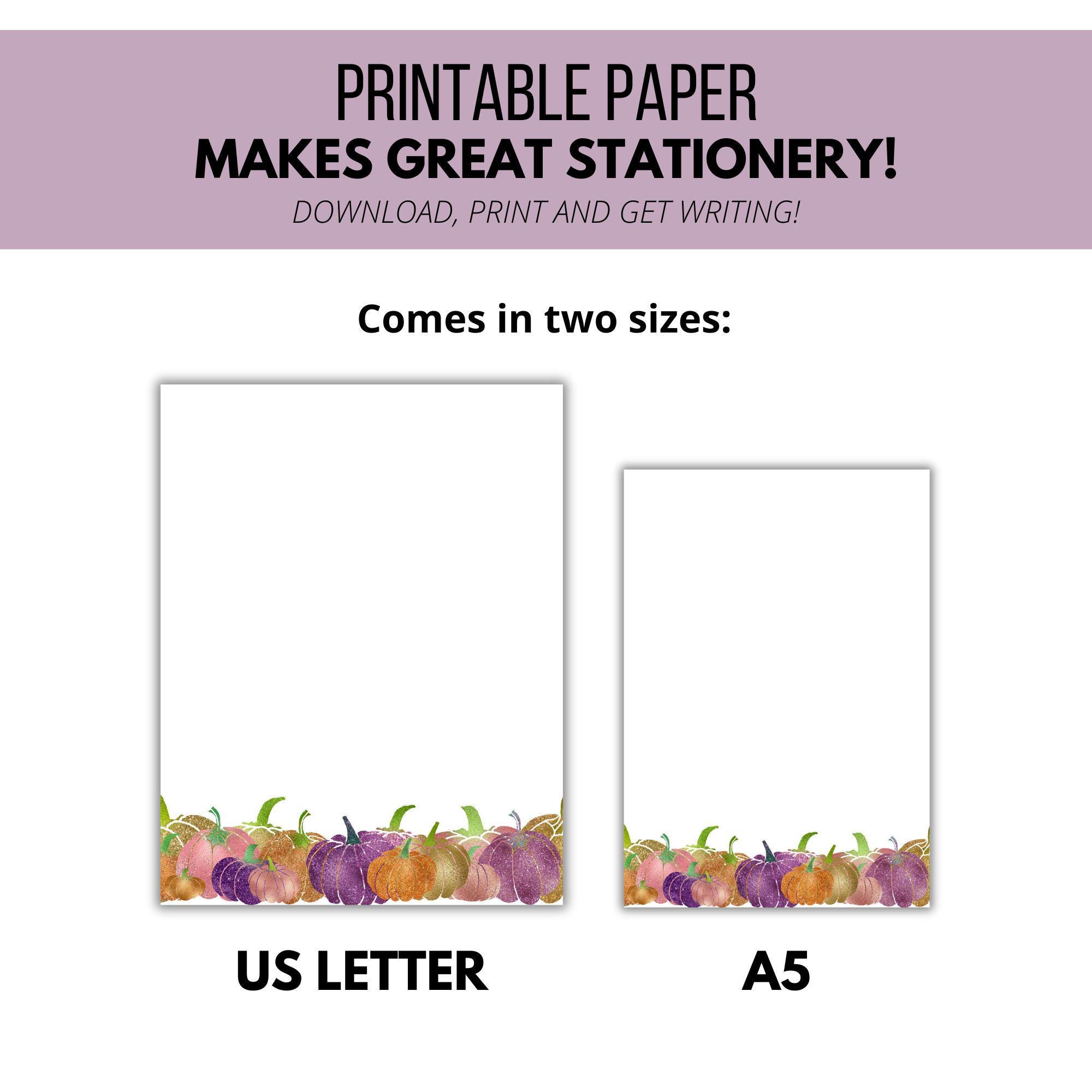 Autumn Halloween Pumpkin Printable Writing Paper A5 8.5x11 Lined ...