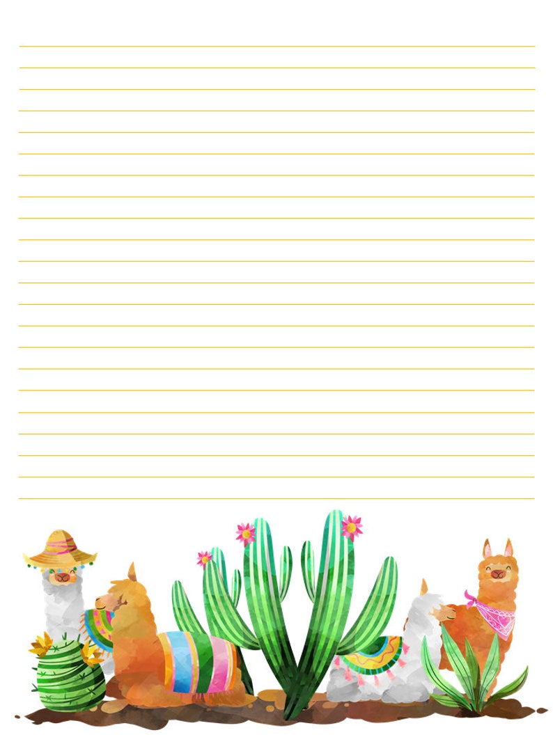 Llama Letter Writing Setllama And Cactusllama Llama Etsy
