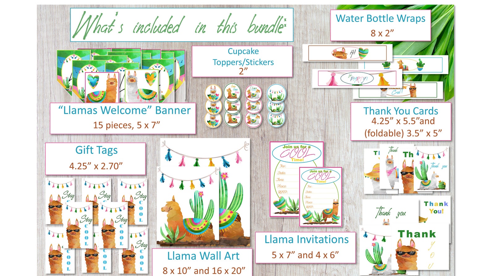 Llama Birthday Printable Bundle, Llama Party Decor, Girls Llama Party ...