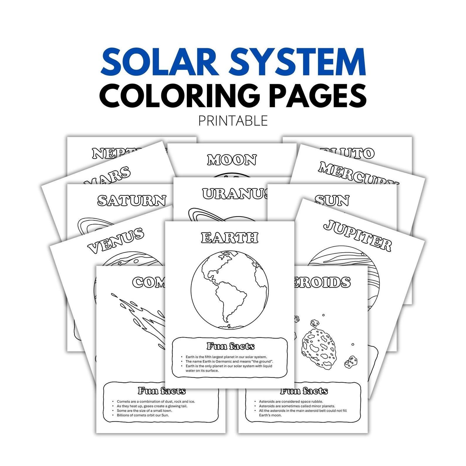 Coloriages du système solaire, Coloriages de planètes à imprimer - Etsy ...
