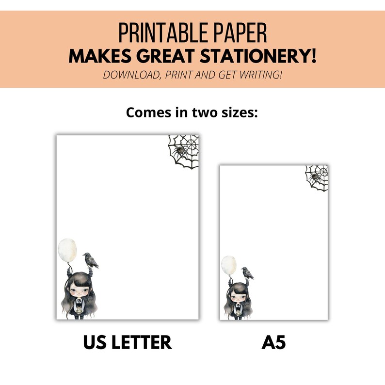 Gothic Halloween Printable Writing Paper With Lined Stationery Set for ...