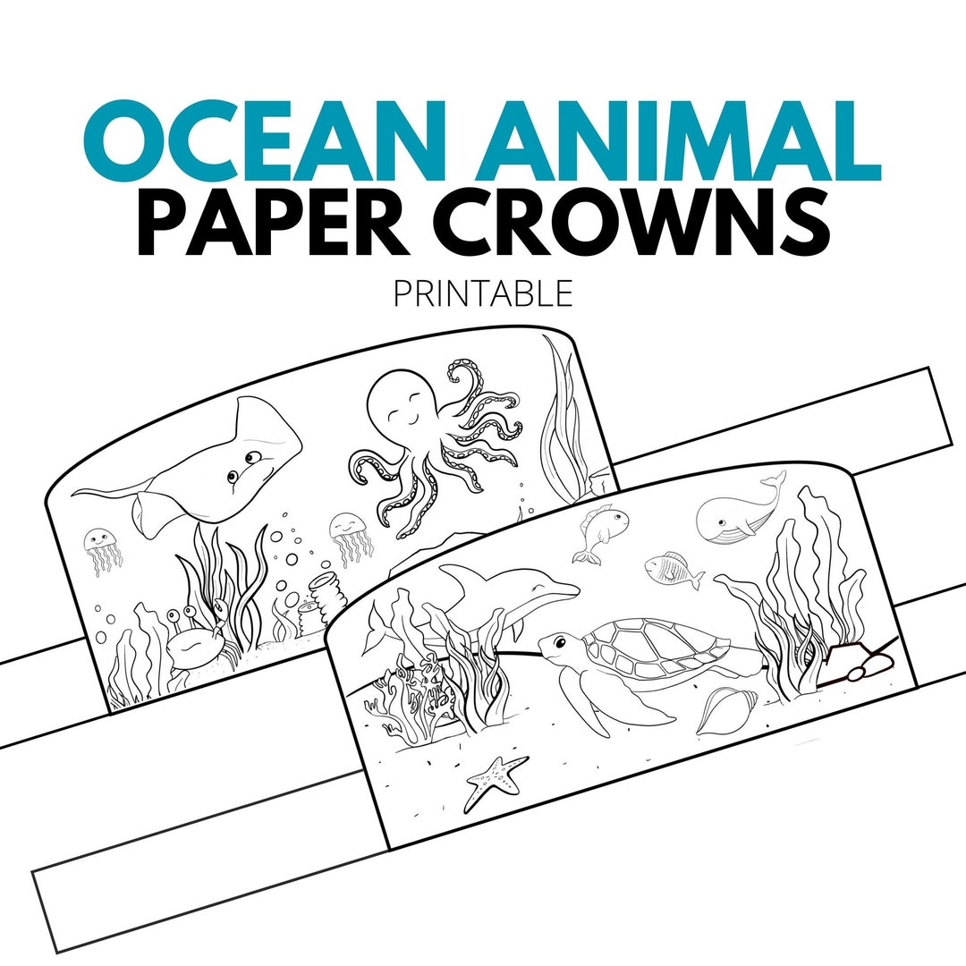 Ocean Animal Paper Crown, Printable Crown Kids, Paper Crown Kids, Kids ...