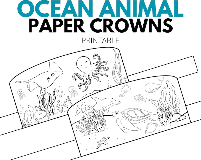 Fish Paper Crown Party Coloring Printable Party Hat Kids Craft Ocean ...