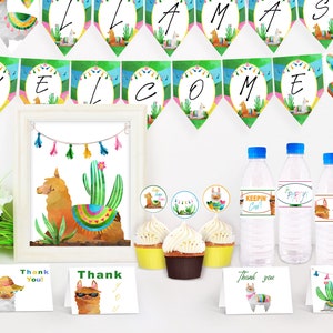 Llama Birthday Printable Bundle, Llama Party Decor, Girls Llama Party ...