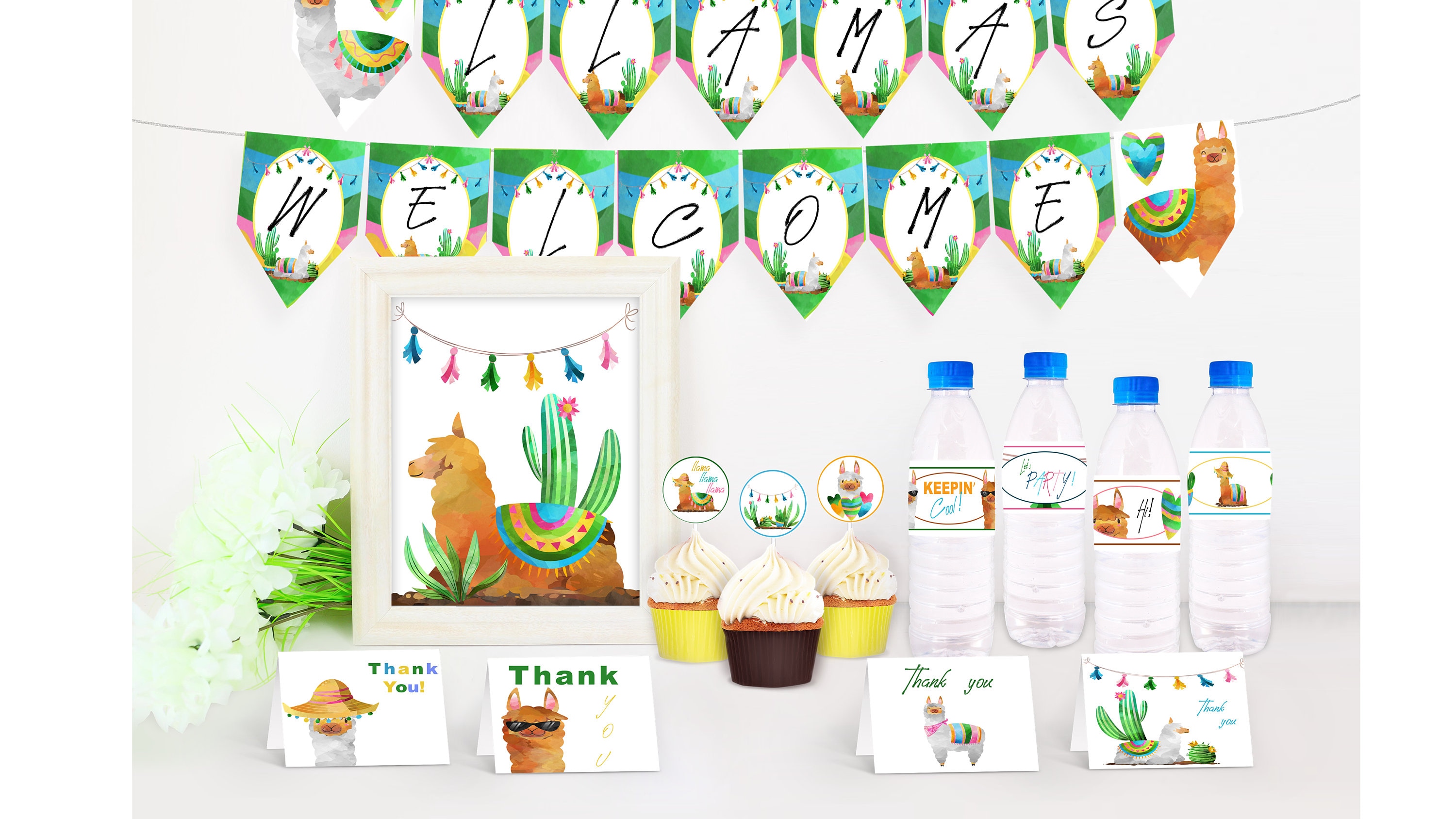 Llama Birthday Printable Bundle, Llama Party Decor, Girls Llama Party ...