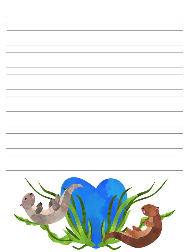 Otter Printable Stationary/Otter Stationery Set/Otter Art | Etsy