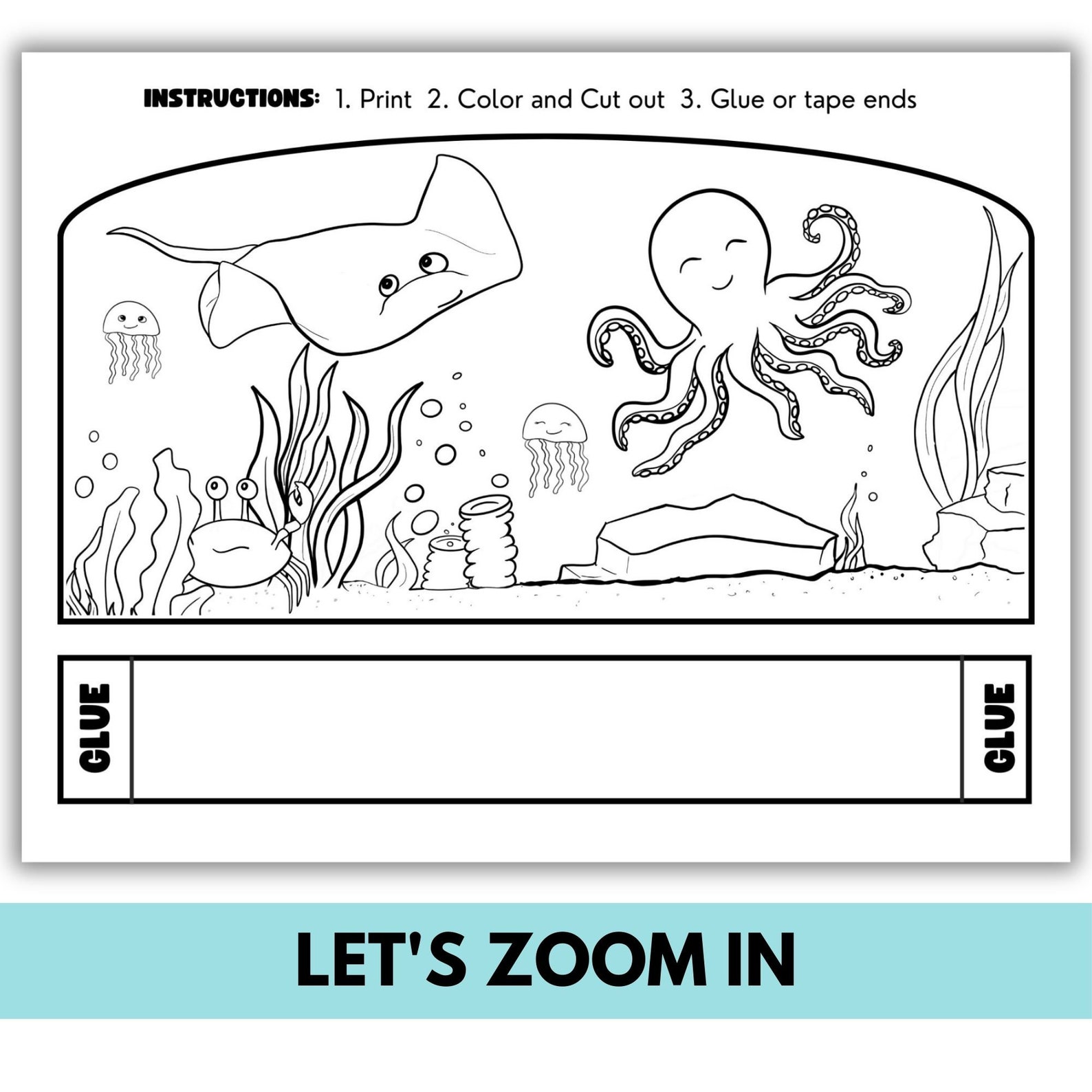 Ocean Animal Paper Crown, Printable Crown Kids, Paper Crown Kids, Kids ...