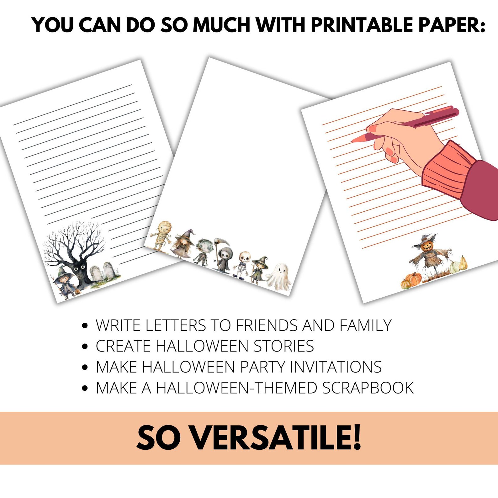 Halloween Letter Paper: Gothic Kids Stationery (digital Download) - Etsy