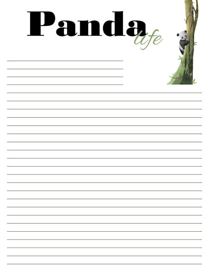 Panda Stationery/printable Stationary/panda Bear - Etsy