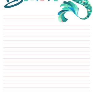 Mermaid Writing Paper ~ Mermaid Tail Stationery ~ Watercolor Mermaid ...
