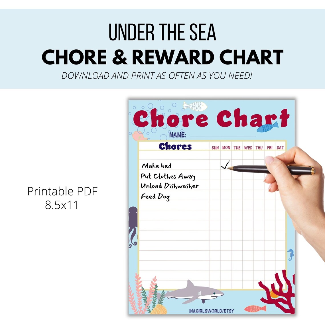 Sea-themed Chore & Reward Chart Set (digital Download) - Etsy