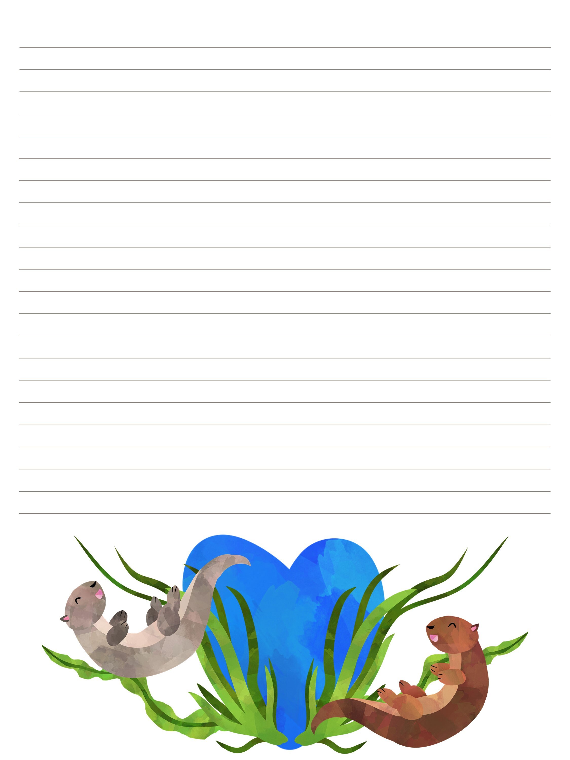 Otter Printable Stationary/otter Stationery Set/otter Art - Etsy