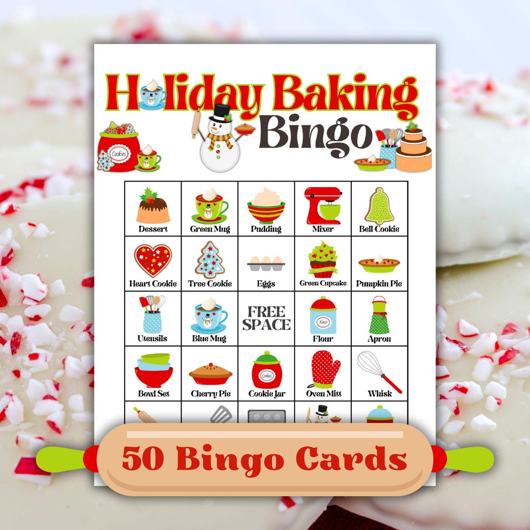 Baking Bingo for the Holidays, Christmas Bingo, Christmas Party Game ...