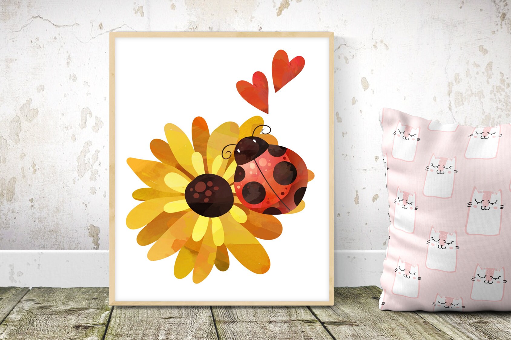 Sunflower Wall Art-ladybug-digital Download-nursery Decor - Etsy