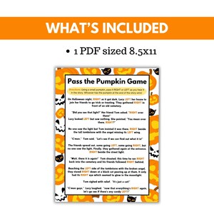Pass the Pumpkin Game Halloween Printable, Halloween Left Right Game ...