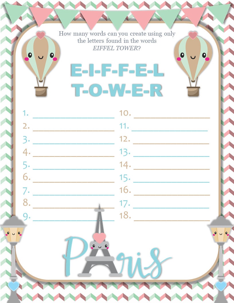 French Paris Themed Printable Games - Etsy