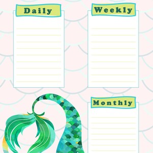Mermaid Planner ~ Printable Planner Mermaid Themed ~ Planners for Girls ...