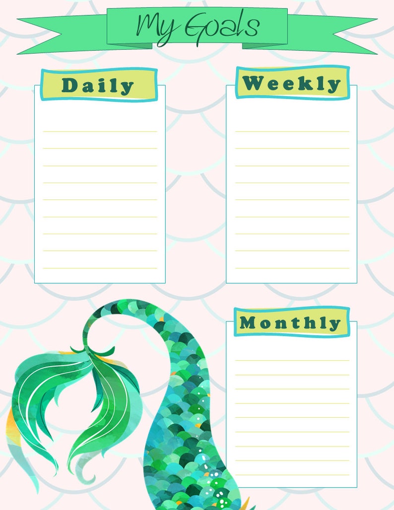 Mermaid Planner ~ Printable Planner Mermaid Themed ~ Planners for Girls ...