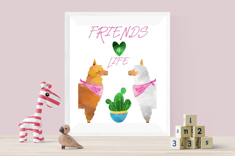 Llama and Cactus Printable Wall Art ~ Kid's Room Décor ~ Friend's for ...