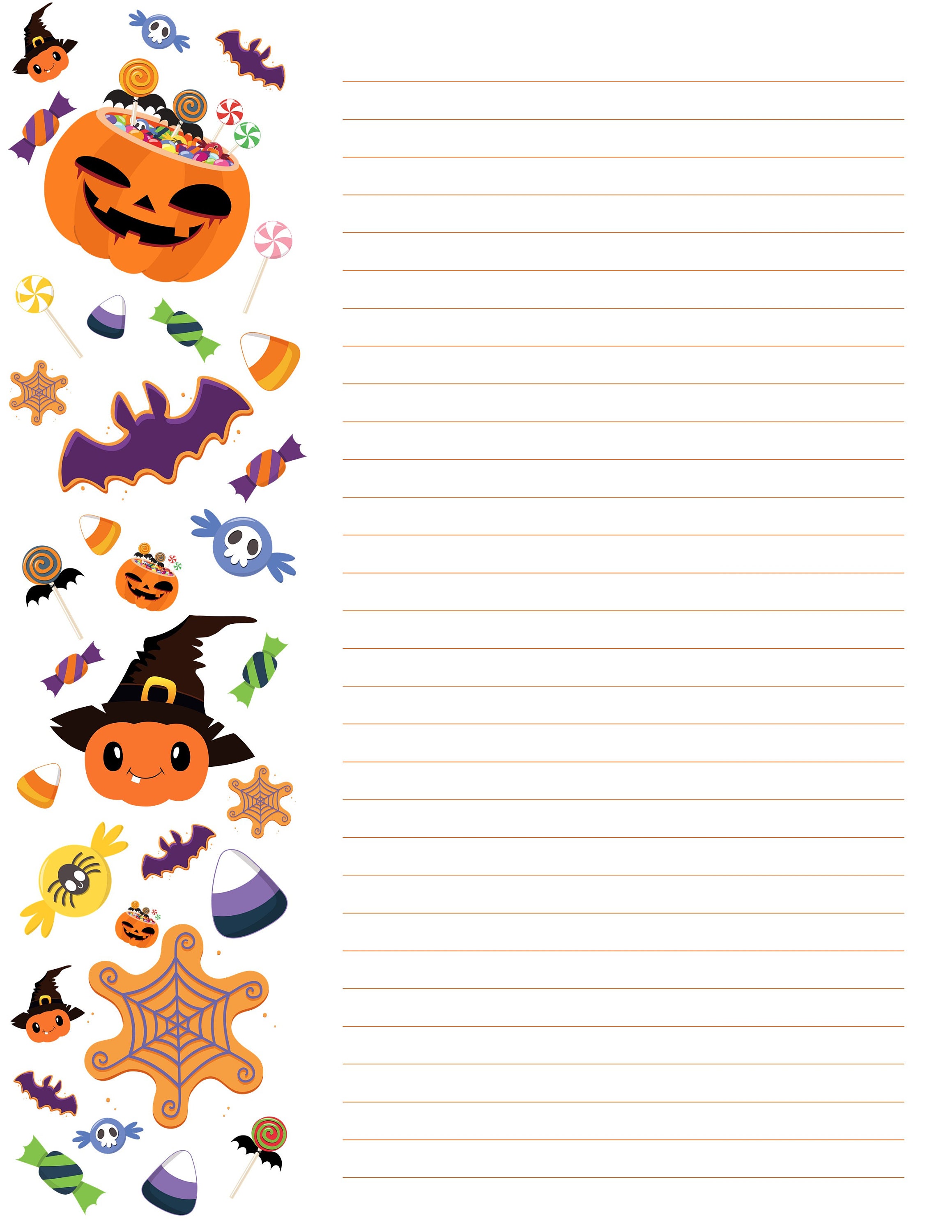 Printable Halloween Stationary Cute Halloween Letter Writing Set Lined ...