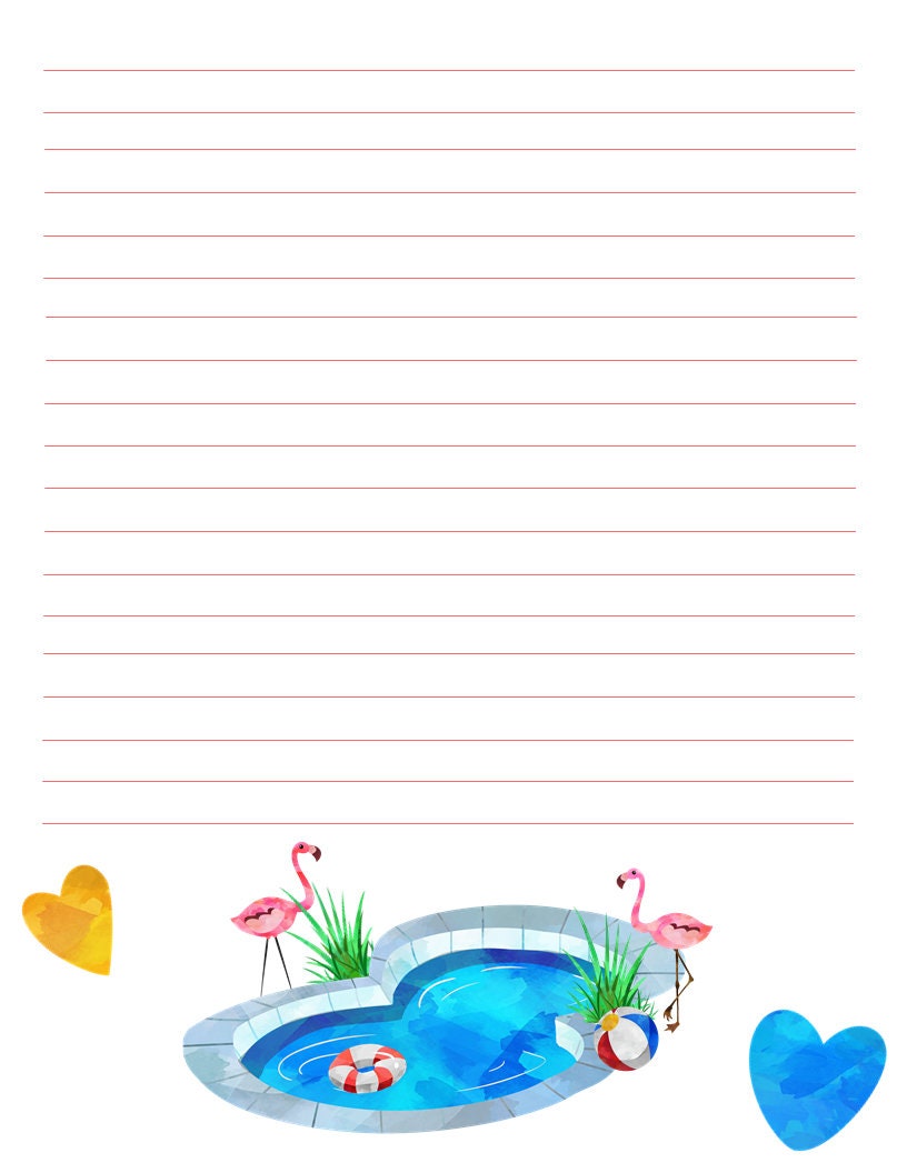 Summer Pool Party-printable Stationary - Etsy