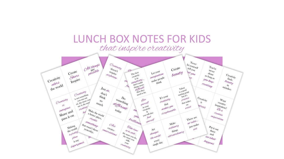 Lunch Box Notes Printables, Inspirational Cards, Lunch Notes for Kids ...