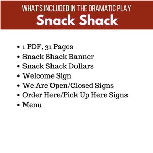 Burger Shack Dramatic Play Set: Printable Restaurant Role Play (PDF) - Etsy