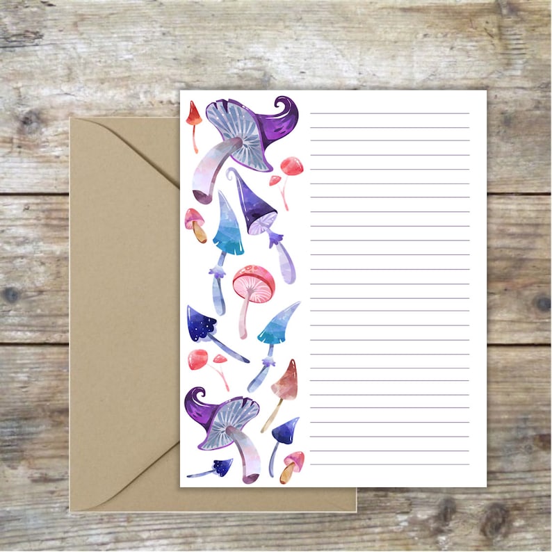 Mushroom Stationery, Lined Writing Paper, Stationery Set, Letter ...