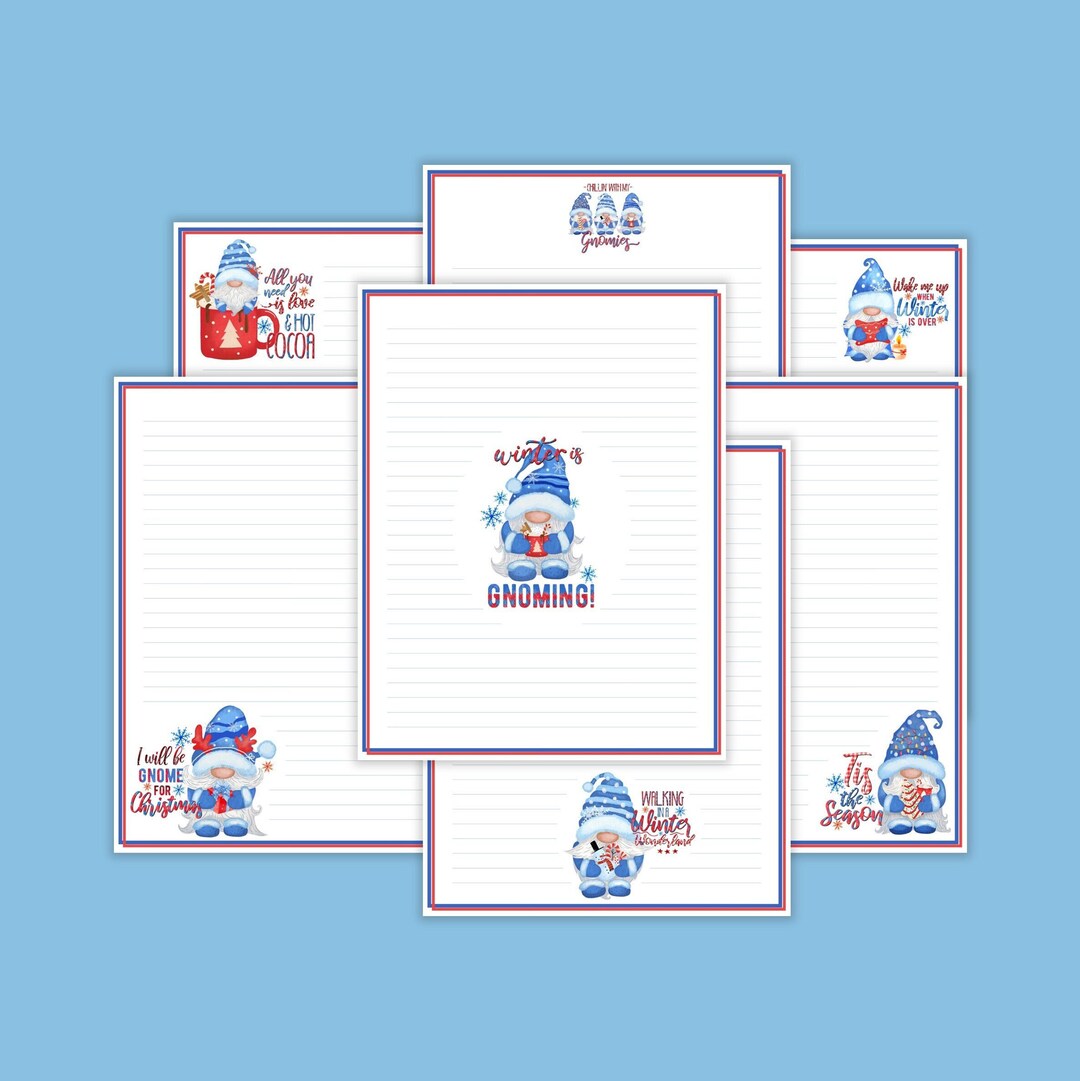 Christmas Gnomes ~ Christmas Stationery Printable ~ Downloadable ...