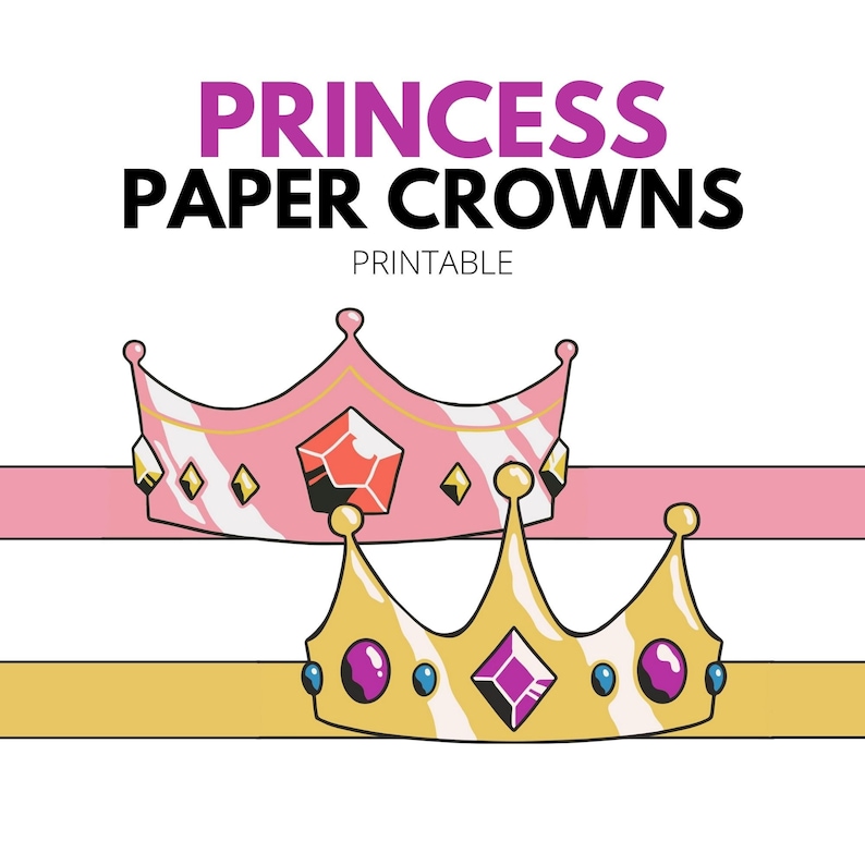 Princess Paper Crown for Kids, Princess Birthday, Paper Princess Craft ...
