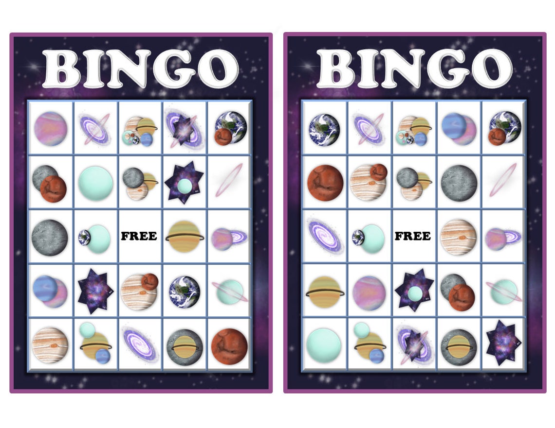 Solar System Printable Bingo Cards-planets-outer Space - Etsy