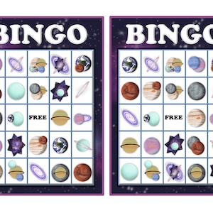 Solar System Printable Bingo Cards-planets-outer Space - Etsy